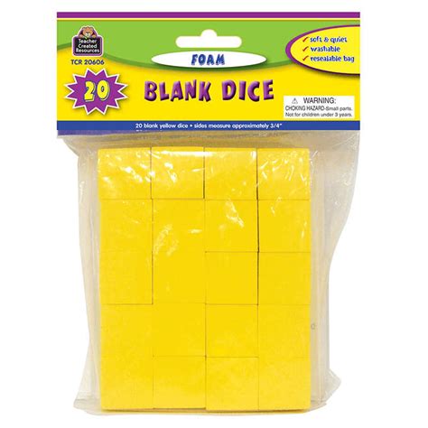 Teacher Created Resources Foam Blank Dice 20pk Tcr20606 Teachersparadise