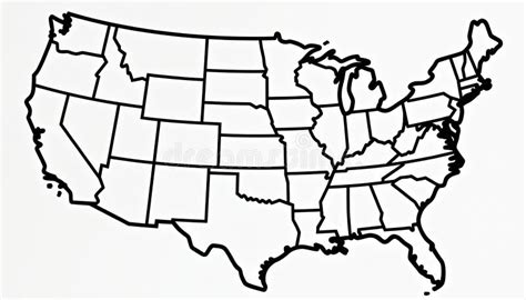 Blank Outline Map Illustration Of United States Showing 50 States