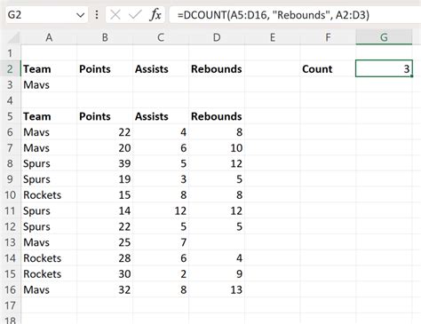 How To Use Dcount Function In Excel With Examples