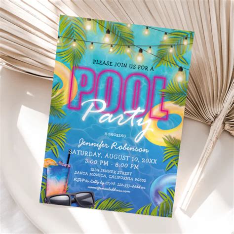 Pool Party Birthday Invitation Wording Printable Pool Party