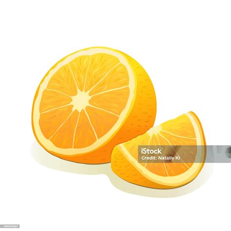 Satu Set Jeruk Setengah Matang Jeruk Dan Sepotong Oranye Pada Latar Belakang Putih Yang