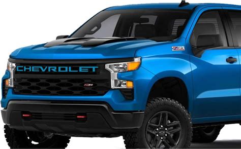 Chevy Silverado Glacier Blue Trail Boss Grille Lettering