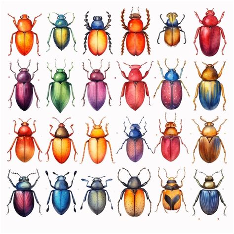 Premium Ai Image A Close Up Of A Bunch Of Different Colored Bugs On A