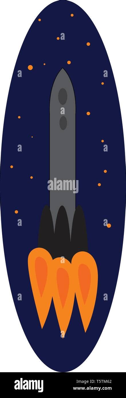 Simple Vector Illustrationof A Grey Rocket In Space Eclipse On White Background Stock Vector