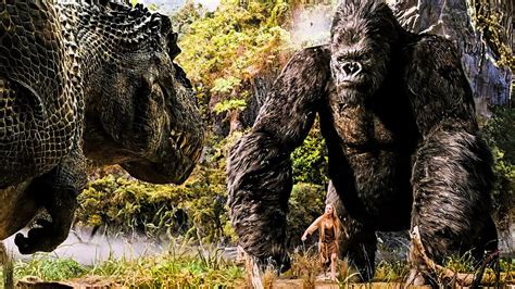 The King Defends His Queen Kong Vs T Rex Fight Scene Clip ⚡ 4k