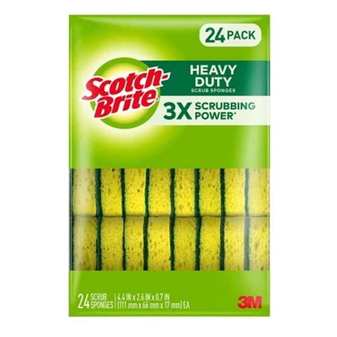 Scotch Brite Heavy Duty Scrub Sponges Individually Wrapped 24 Ct