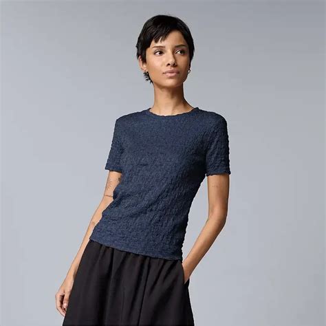 Petite Simply Vera Vera Wang® Texture Tee Womens Size Xs Petite