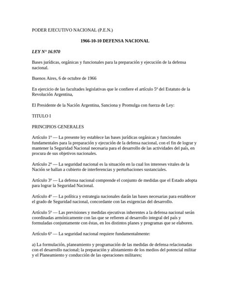 Ley De Defensa Nacional Y Seguridad Pdf Personal Militar Comandante En Jefe