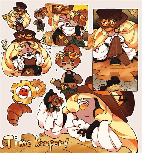 Timekeeper Cookie Croissant Cookie And Cosmos Gear Cookie Run And 1 More Drawn By Payage