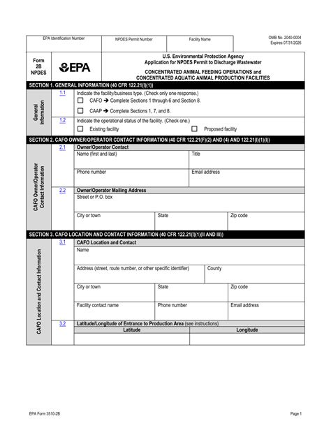 Npdes Form 2b Epa Form 3510 2b Download Fillable Pdf Or Fill Online Application For Npdes