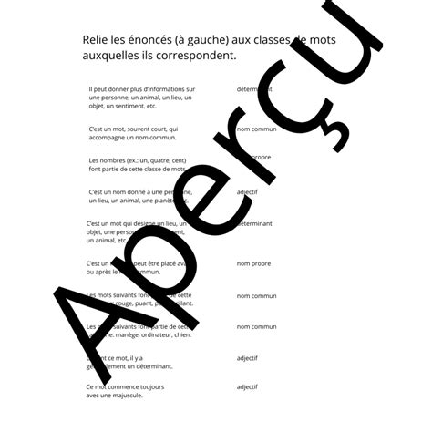 Exercice Sur Les Classes De Mots