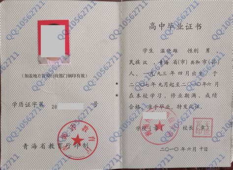 青海省海南州第一民族高级中学2010年高中毕业证样本 阿奇学历咨询