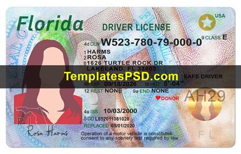 Florida Drivers License Psd Template 2025
