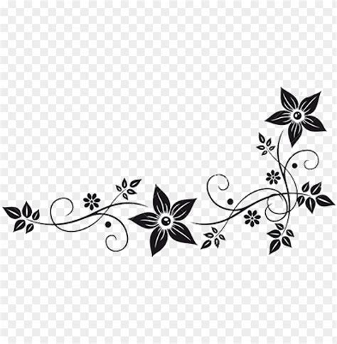 Vector Graphics Flower Border Black White Clip Art Flowers Black And