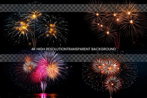 Premium Psd Set Of Exploding Fireworks Lights Effects Isolated On