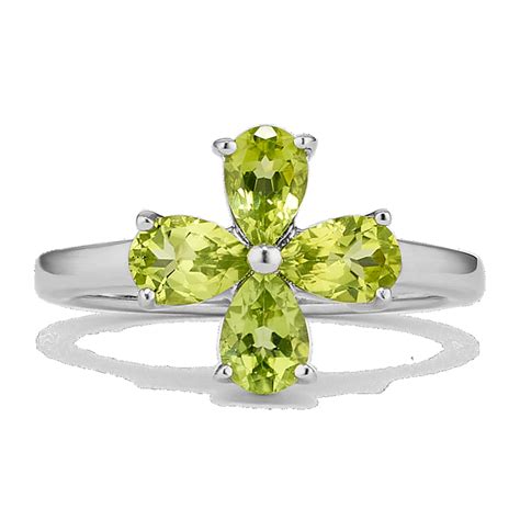 Peridot Flower Ring In Sterling Silver Shane Co