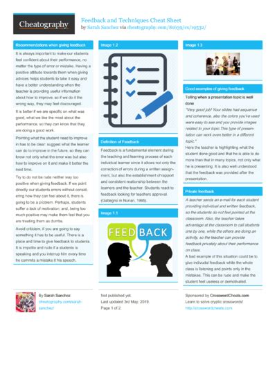 24 Feedback Cheat Sheets Cheat Sheets For Every Occasion