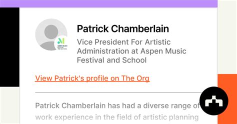 Patrick Chamberlain Vice President For Artistic Administration At Aspen Music Festival And