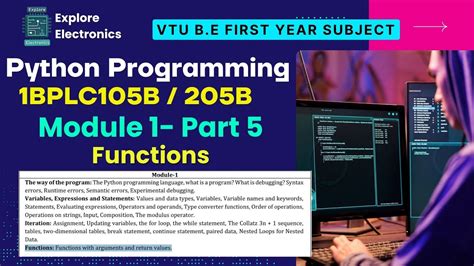 Module 1 Chapter 4 Functions Python Programming Vtu First Year Youtube