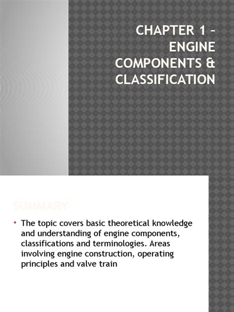 Engine Components And Classification Pdf Internal Combustion Engine