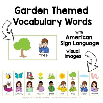 Garden Bingo Vocabulary Game With American Sign Language Pictures Asl