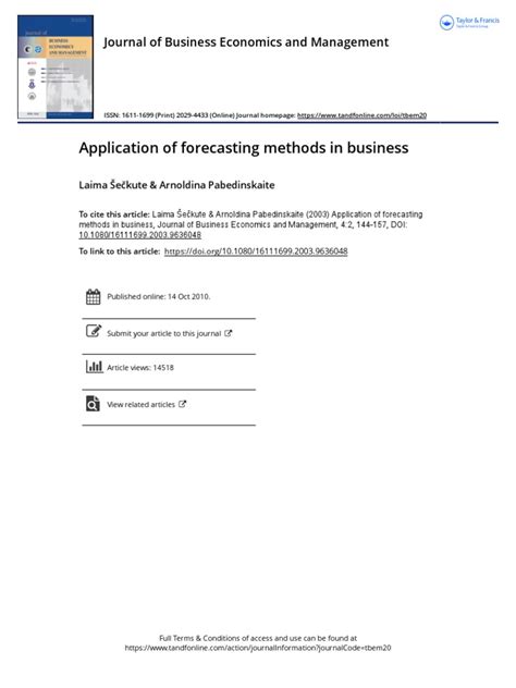 Business Forecasting Methods Pdf Forecasting Private Sector