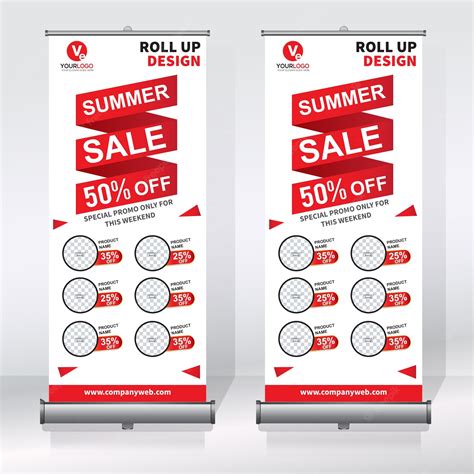 크리 에이 티브 롤 배너 디자인 서식 파일 프리미엄 벡터