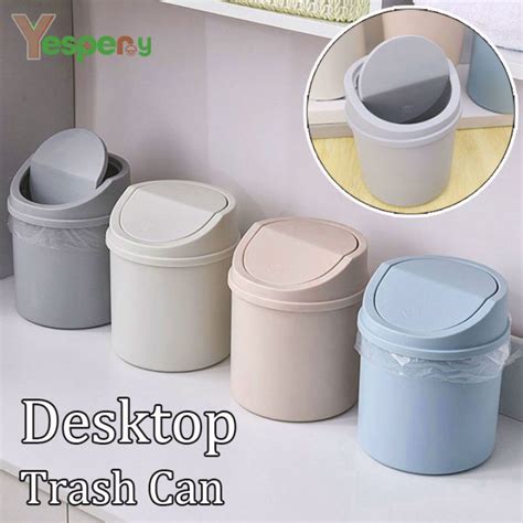Yespery Mini Desktop Bin Small Trash Can With Cover Bedroom Trash Can Garbage Storage Box Office