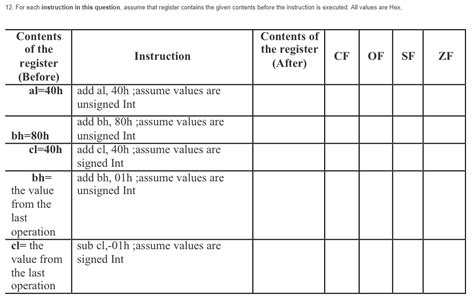 solved for each instruction in this question assume that