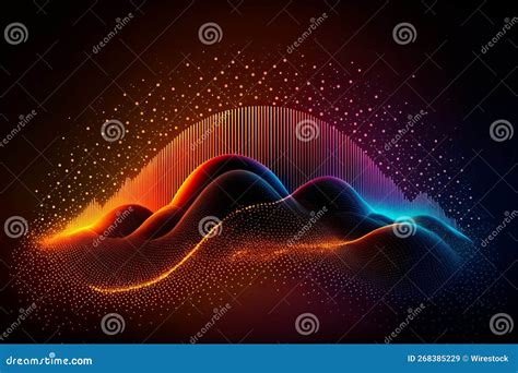 Ai Generated Illustration Of Motion Waving Dots Texture With Glowing