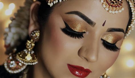 South Asian Bridal Makeup Accentuating Eyes With Intricate Designs And