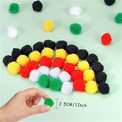 Aoibrloy 600 Pompones Multicolores Bolas De Pompones Artesanales De 1 Pulgada Con 100 Ojos