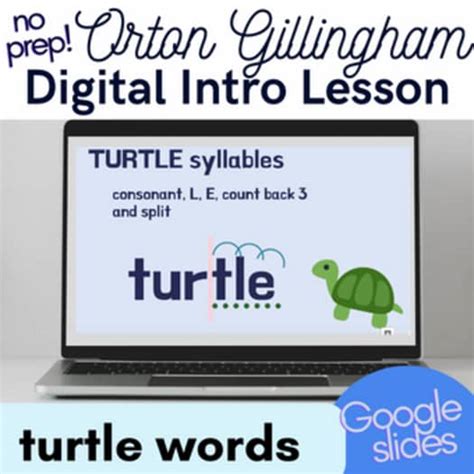 Orton Gillingham Digital Lesson Turtle Cle Consonant L E Syllable Division