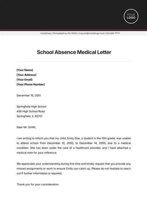 School Absence Letter Sample