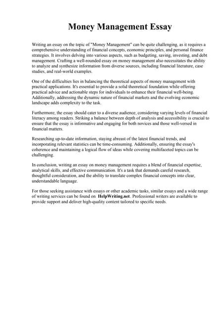 Personal Finance Essay Pdf