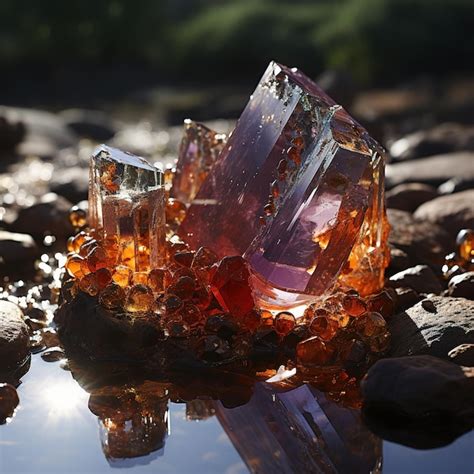 Premium Ai Image A Piece Of Glass With Gemstones And Crystals On It