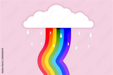Raining Cloud With Flowing Rainbow Background Design Stock Vector Adobe Stock