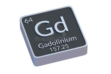 Gadolinium Gd Chemical Element Of Periodic Table Isolated On White Background Metallic Symbol
