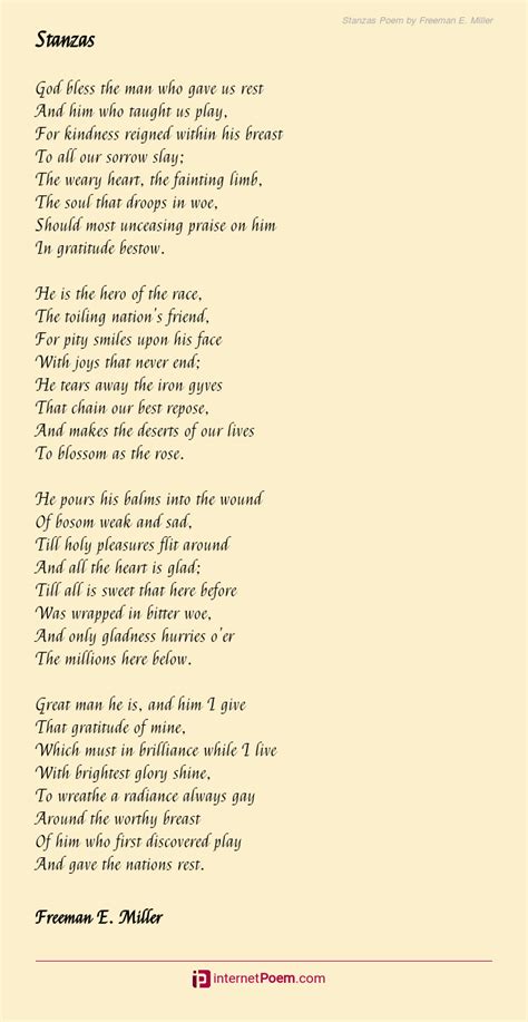 Stanzas Poem By Freeman E Miller