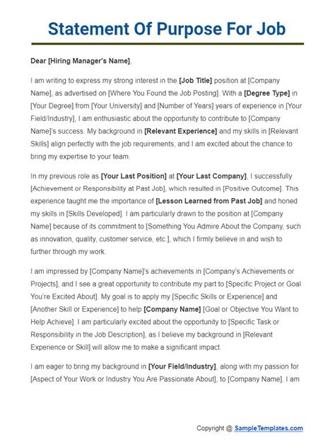 Free 17 Statement Of Purpose Samples In Pdf Ms Word