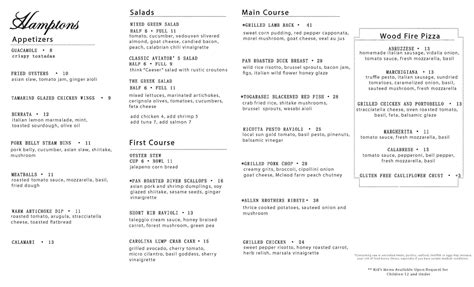 Hamptons Updated Take Out Menus For The Week The Facebook