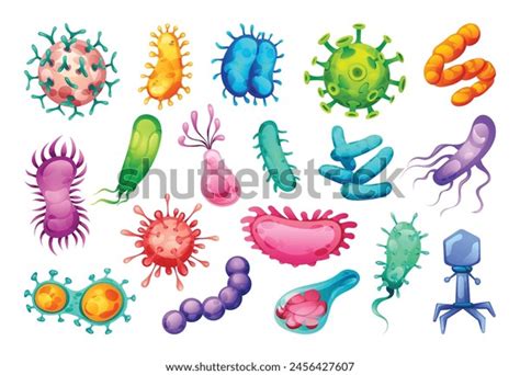 Set Viruses Bacteria Germs Microscopic Cell Stock Vector Royalty Free