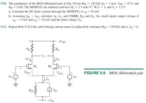 Get Answer The Parameters Of The Mos Differential Pair In Fig 98