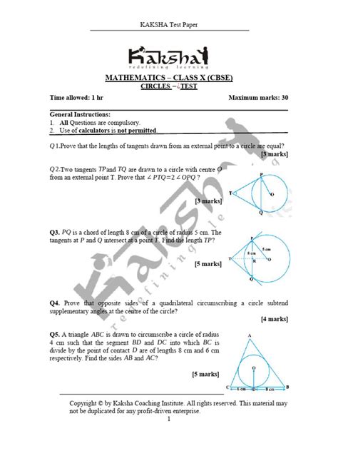 Circle Test 2019 Pdf Circle Geometry