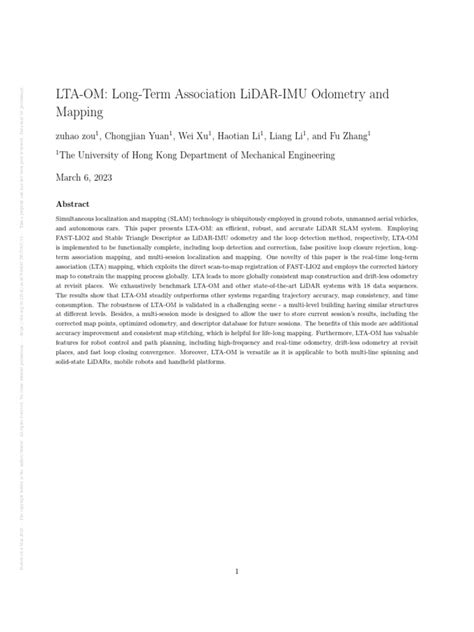 Lta Om Long Term Association Lidar Imu Odometry And Pdf Lidar Kalman Filter Lta Om Long Term Association Lidar Imu Odometry And Pdf Lidar Kalman Filter