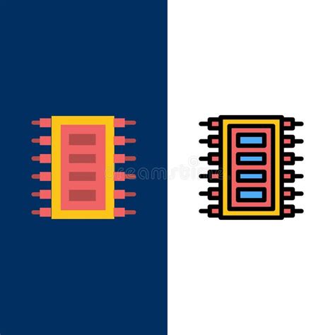 Tech Hardware Chip Computer Connect Icons Flat And Line Filled Icon Set Vector Blue
