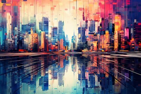 Premium Photo A Digital Representation Of A Cityscape In An Abstract Style With Pixelated
