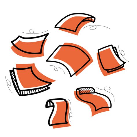Hand Drawn Falling Paper Sheet Flying Paper Pages White Sheet Documents And Blank Document