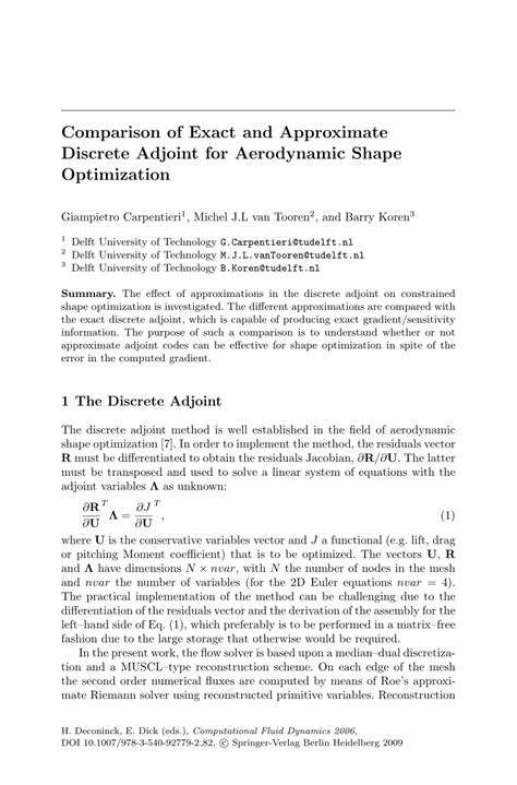 Pdf Comparison Of Exact And Approximate Discrete Adjoint For
