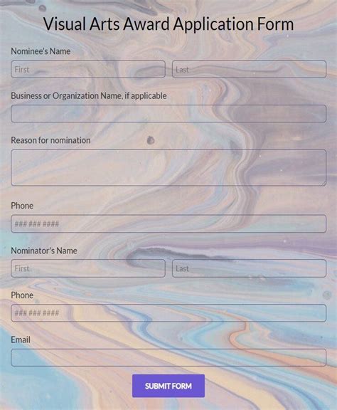 Award Application Form Template 123formbuilder